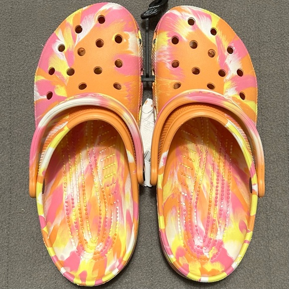 CROCS | Shoes | Crocs Classic Marbled Clog Papaya Multi Unisex Slip On ...